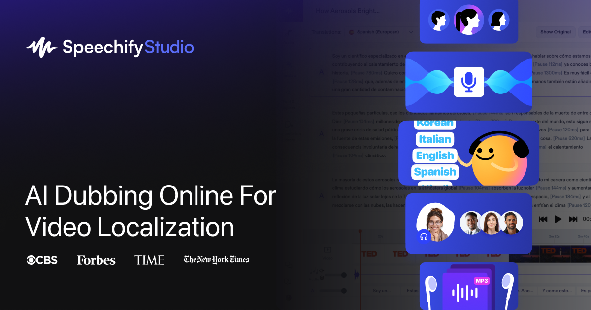 AI Dubbing Online For Video Localization: Try For Free! | Speechify